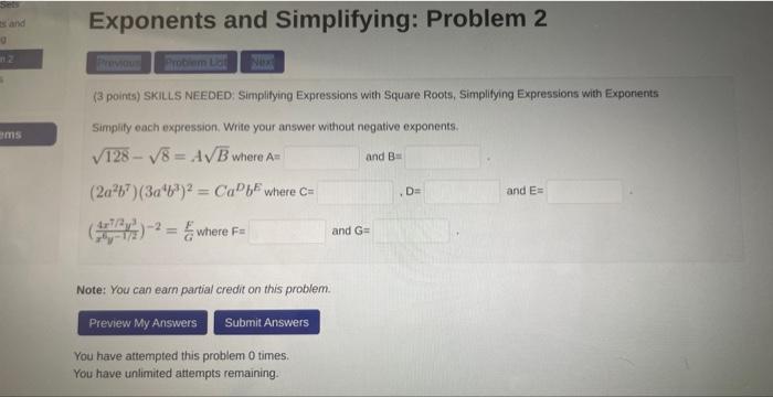 Solved Exponents and Simplifying: Problem 2 (3 points) | Chegg.com