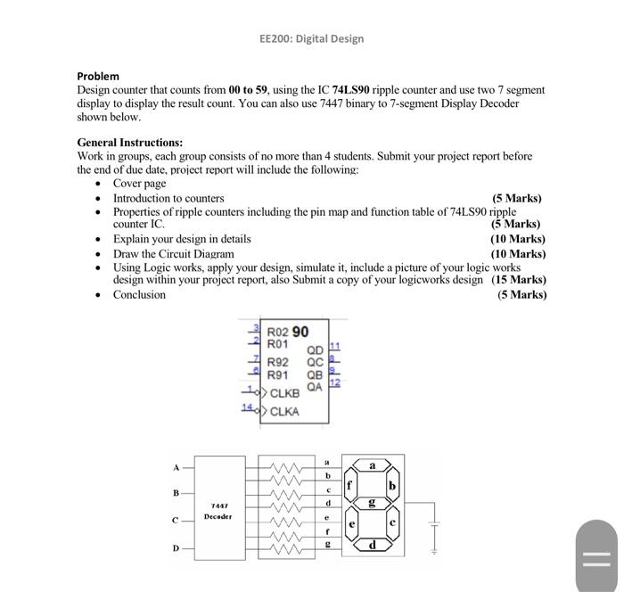 Solved EE200: Digital Design Problem Design counter that | Chegg.com