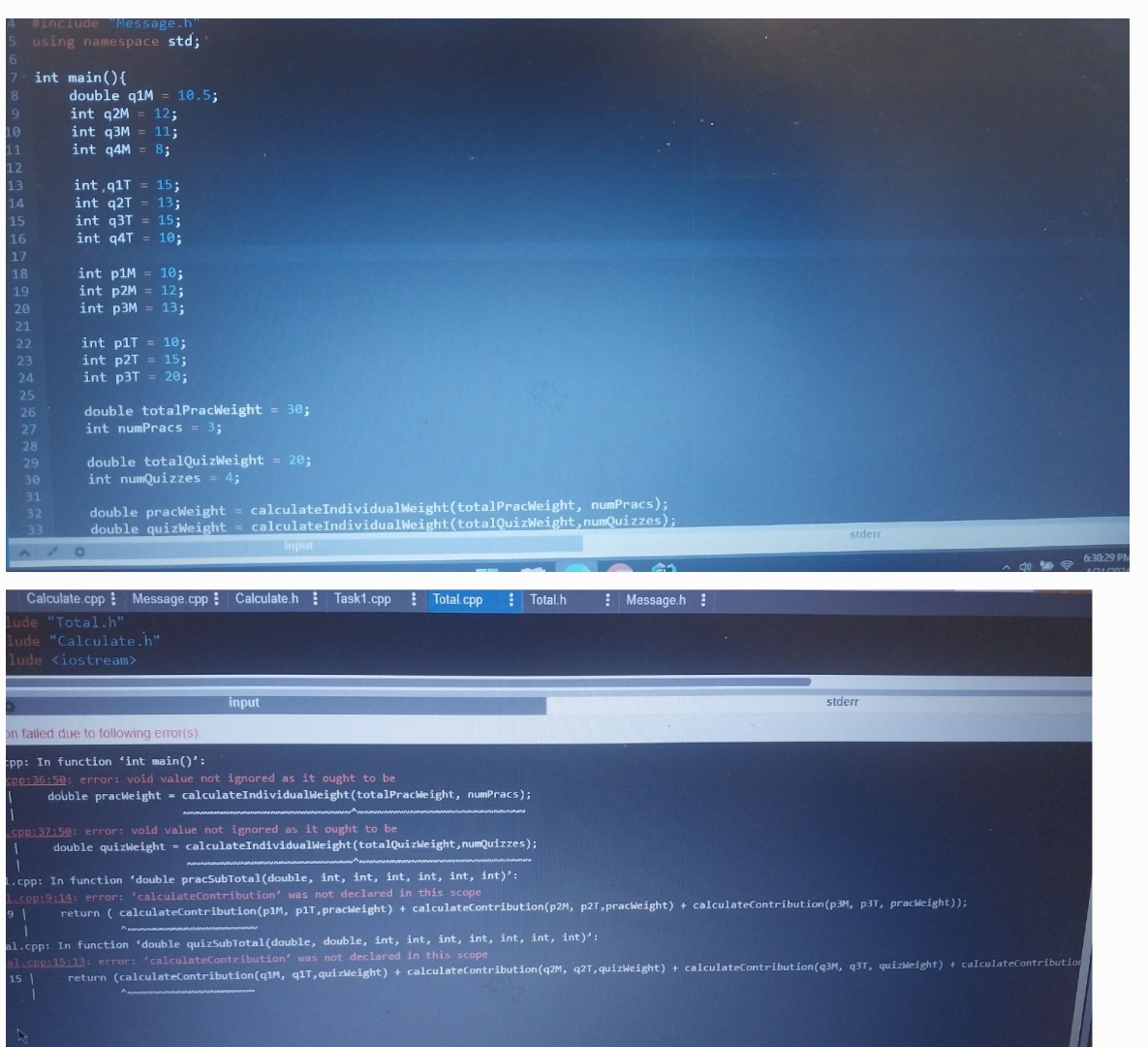 inputstderrCalculate.cpp :Message.cpp | Chegg.com