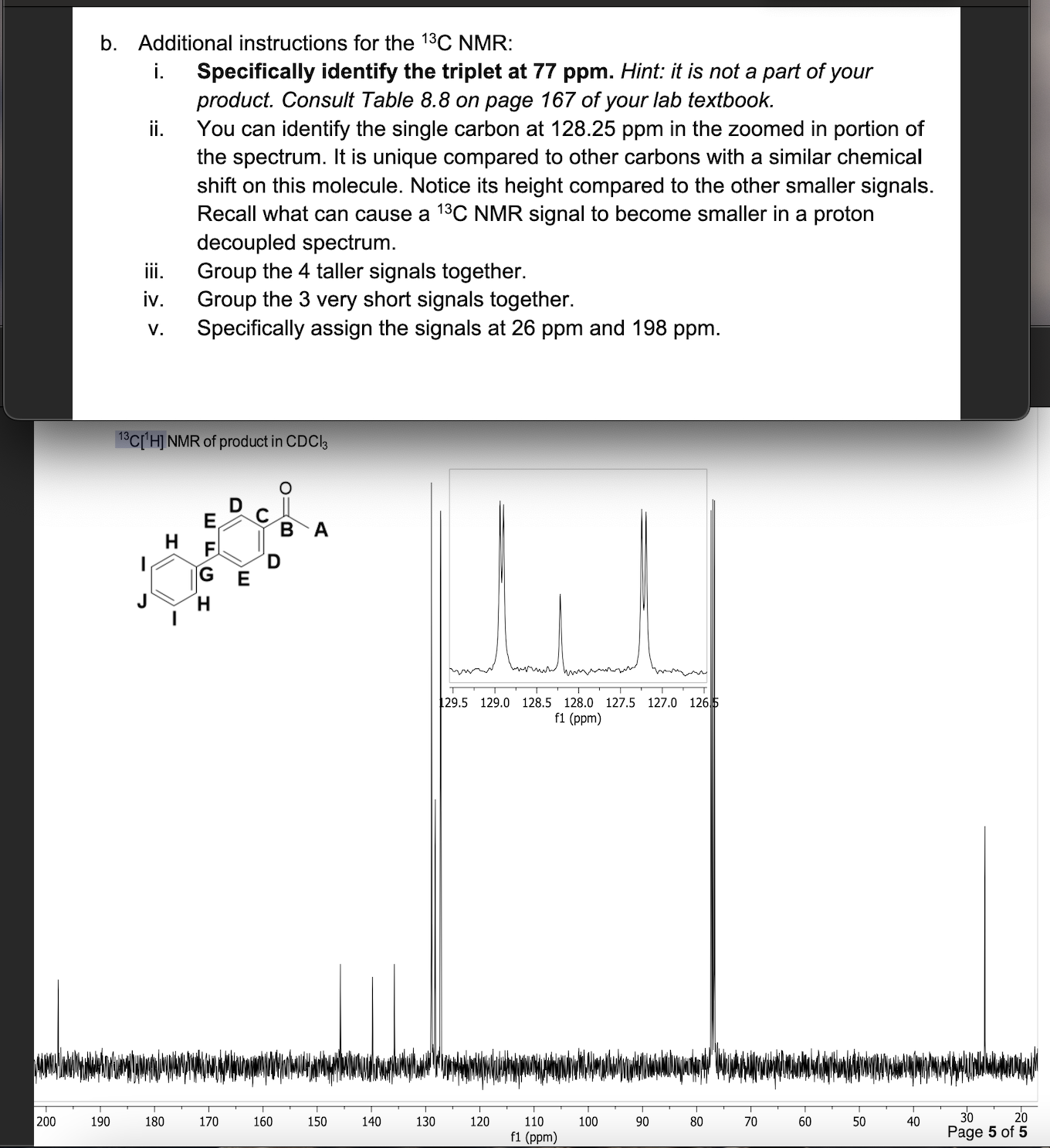 ?13C[1H] ﻿NMR of product in CDCl3 | Chegg.com