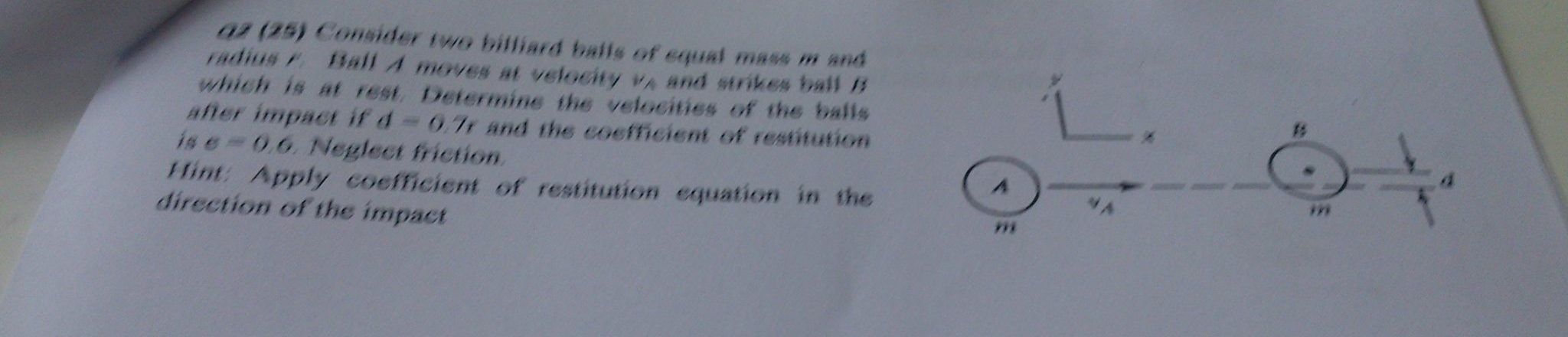 Solved Consider two billiard balls of equal mase m | Chegg.com