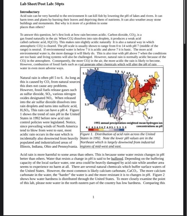 Lab Sheet/Post Lab: 50pts Introductory Acid rain can | Chegg.com