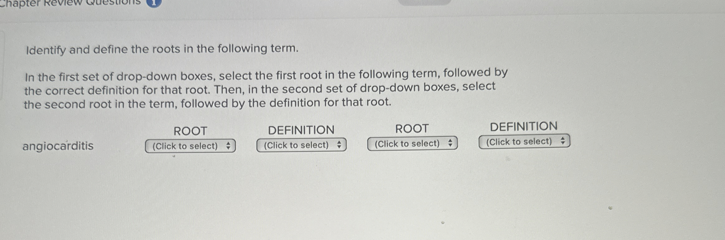 Solved Identify and define the roots in the following | Chegg.com