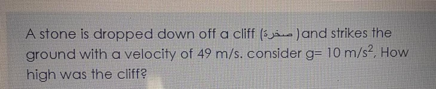Solved A stone is dropped down off a cliff (si)and strikes | Chegg.com