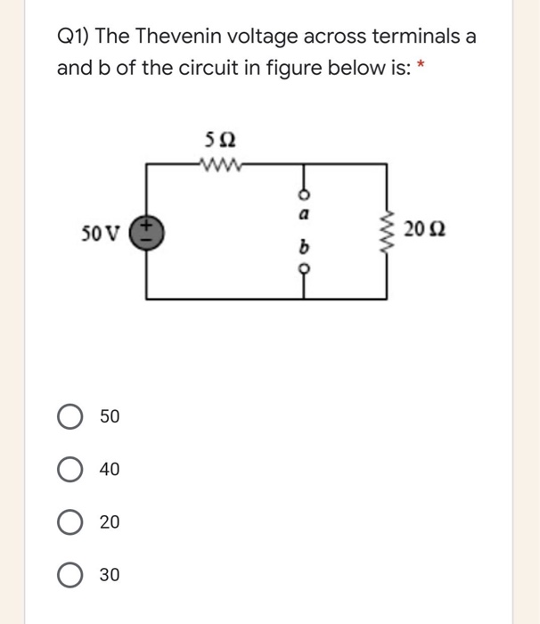 Solved Q1) The Thevenin voltage across terminals a and b of | Chegg.com