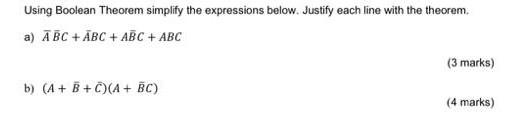 Solved Using Boolean Theorem simplify the expressions below. | Chegg.com