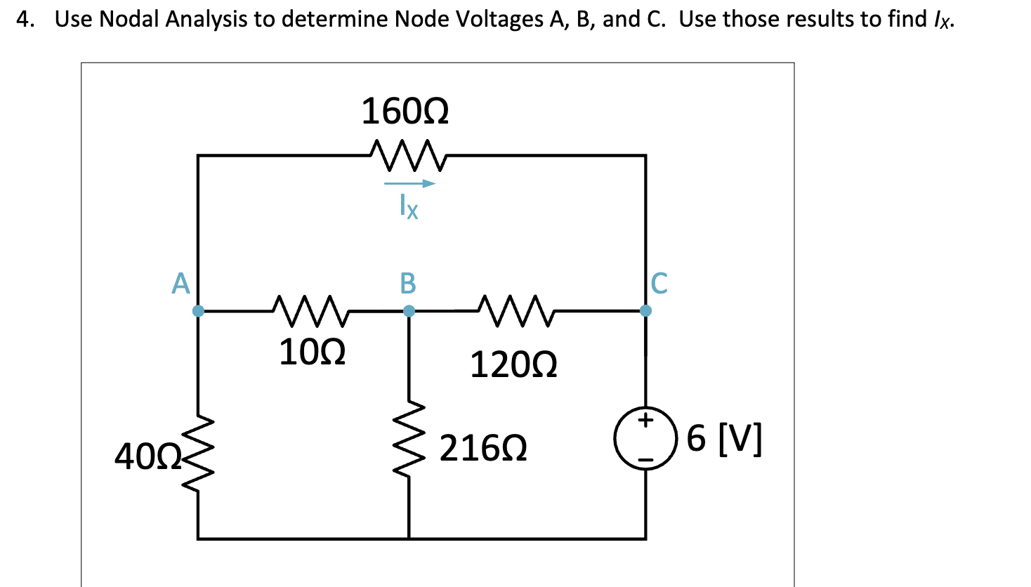 Solved Use Nodal Analysis to determine Node Voltages A, ﻿B, | Chegg.com