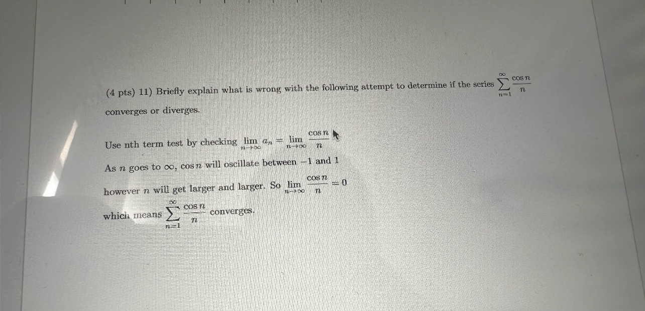 Solved (4 ﻿pts) 11) ﻿Briefly explain what is wrong with the | Chegg.com