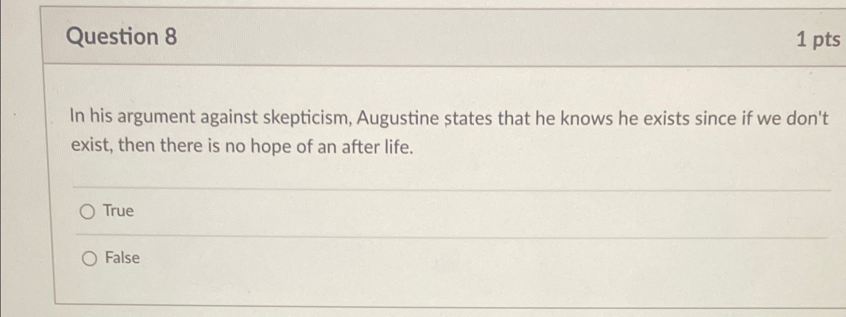 Solved Question 81 ﻿ptsIn his argument against skepticism, | Chegg.com