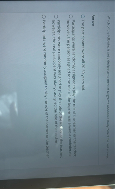 Solved Which of the following is not a design component of | Chegg.com