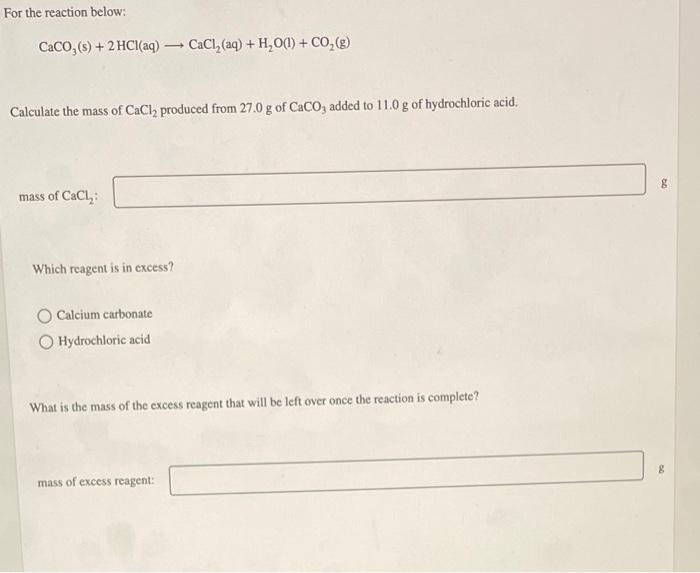 Solved For the reaction below: CaCO3( | Chegg.com