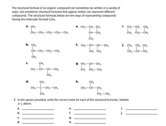 Solved The structural formula of an organic compound can | Chegg.com