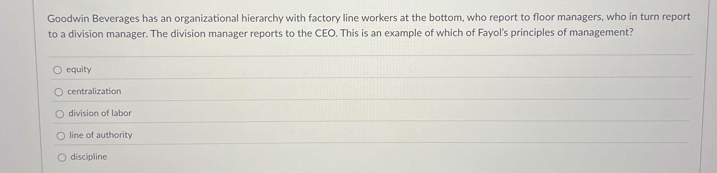 Goodwin Beverages has an organizational hierarchy | Chegg.com