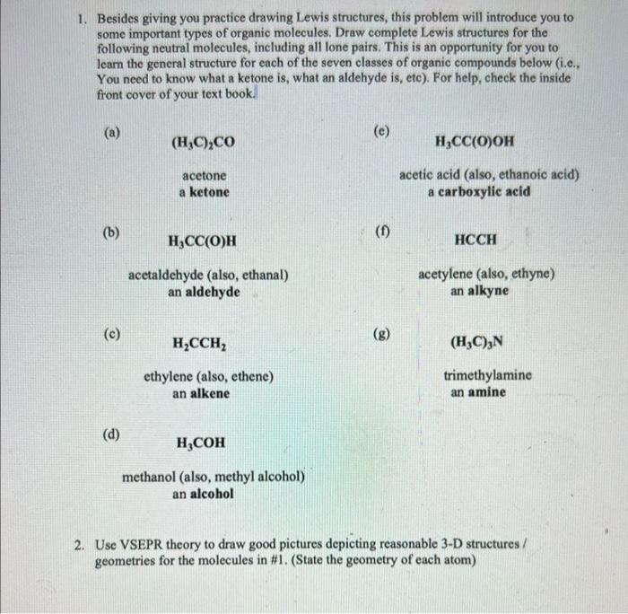 Solved 1. Besides giving you practice drawing Lewis | Chegg.com