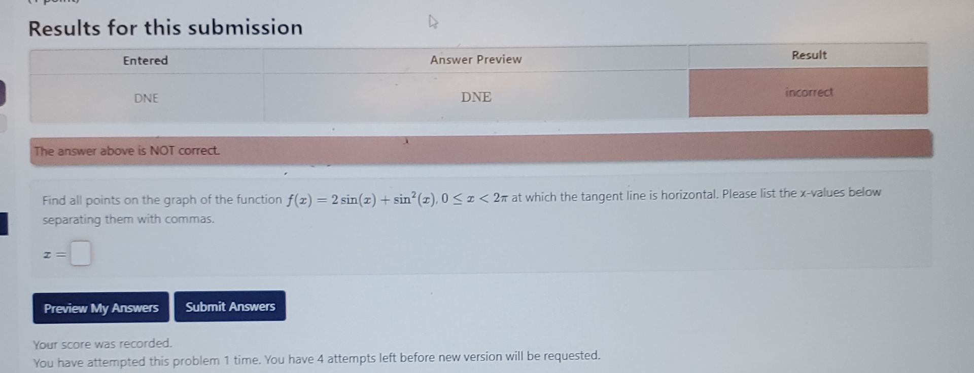 Solved Results for this submission\table[[Entered,],[The | Chegg.com