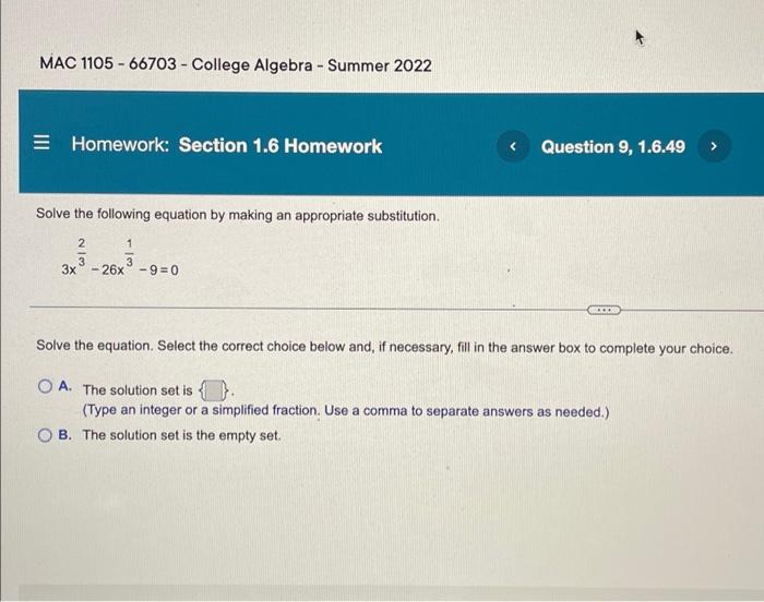 Solved MAC 1105-66703 - College Algebra - Summer 2022 | Chegg.com