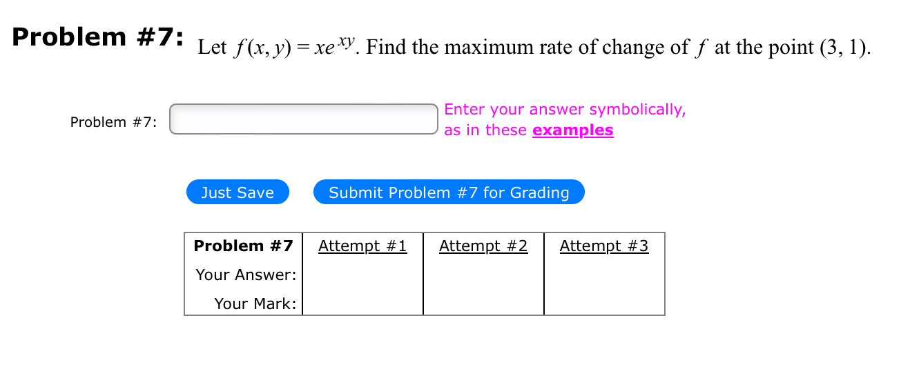 Solved Problem #7: Let f(x,y)=xexy. ﻿Find the maximum rate | Chegg.com