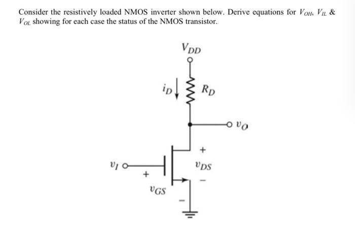 Solved Consider the resistively loaded NMOS inverter shown | Chegg.com