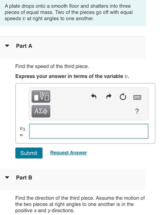 Solved A plate drops onto a smooth floor and shatters into | Chegg.com
