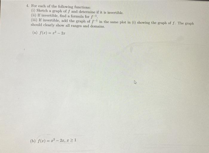 Solved 4. For each of the following functions: (i) Sketch a | Chegg.com
