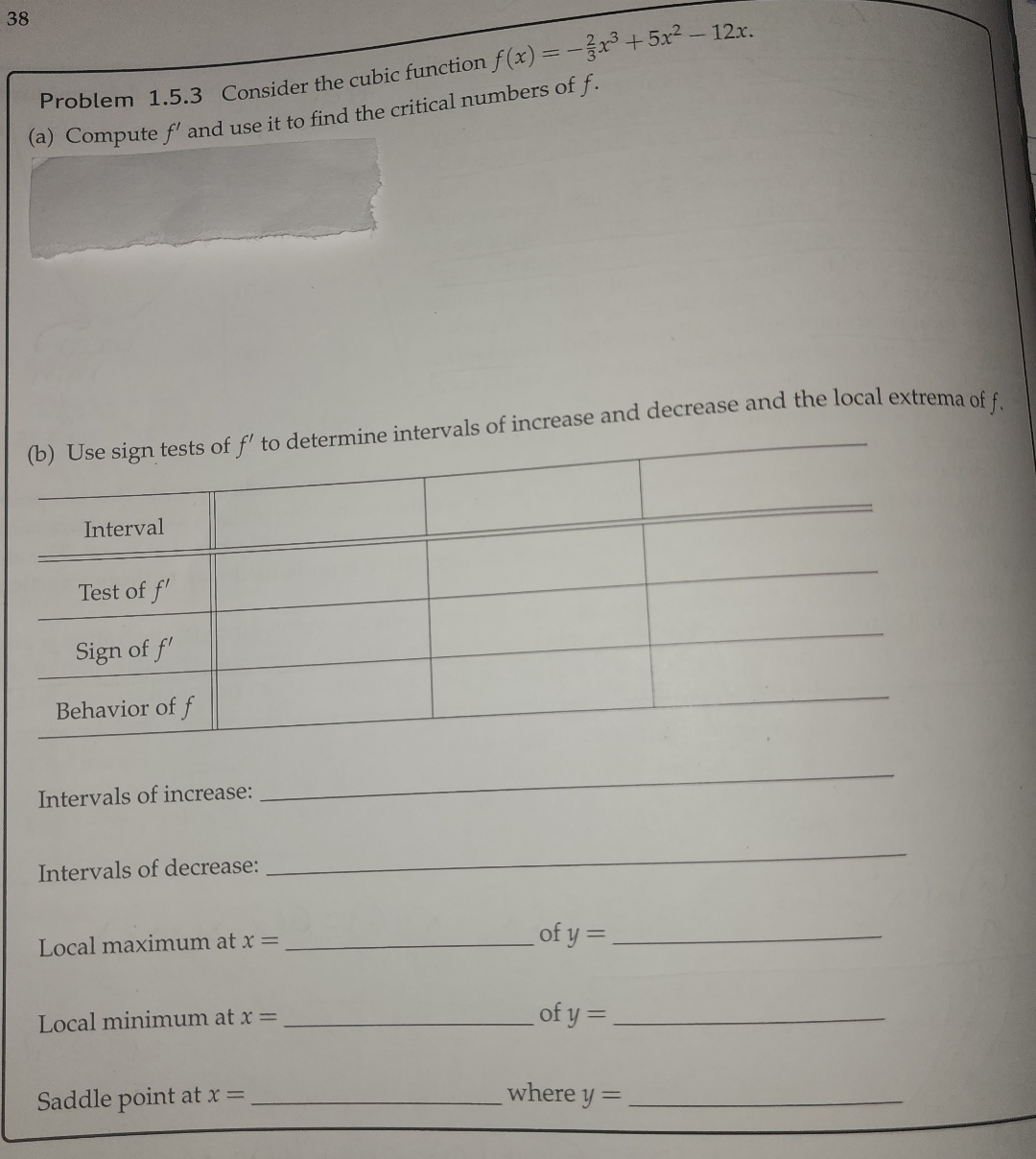 Solved Problem 1.5.3 ﻿Consider the cubic function | Chegg.com