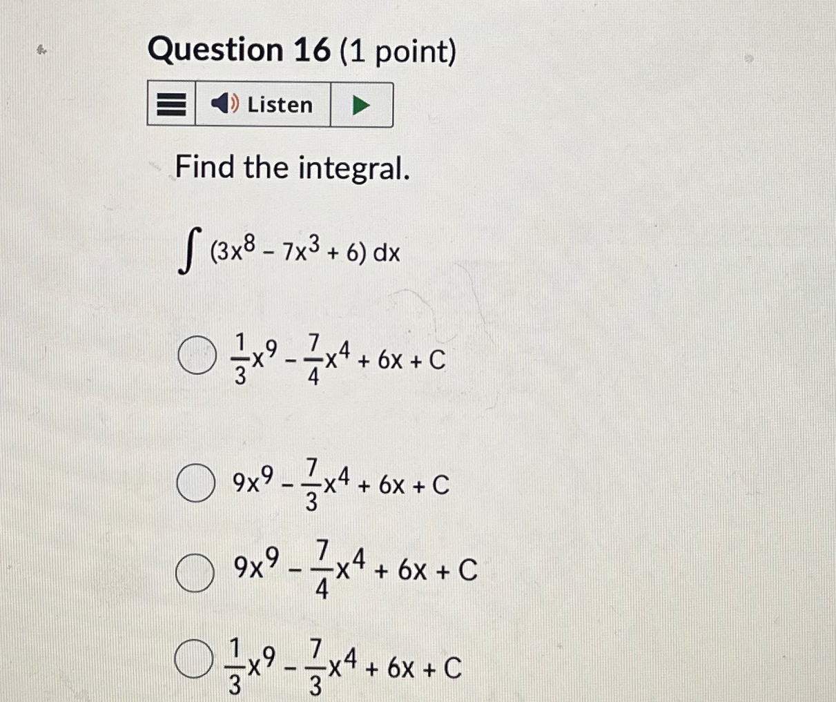 Solved Question 16 (1 ﻿point)Find the | Chegg.com