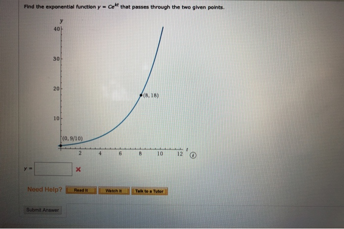 Solved find the exponential function that passes through the | Chegg.com