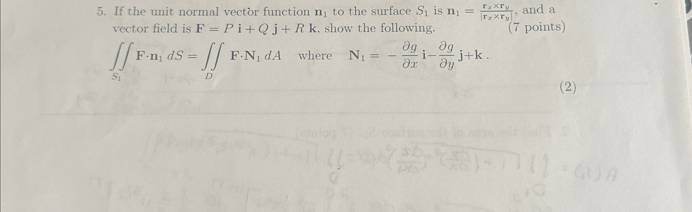 Solved If the unit normal vector function n1 ﻿to the surface | Chegg.com