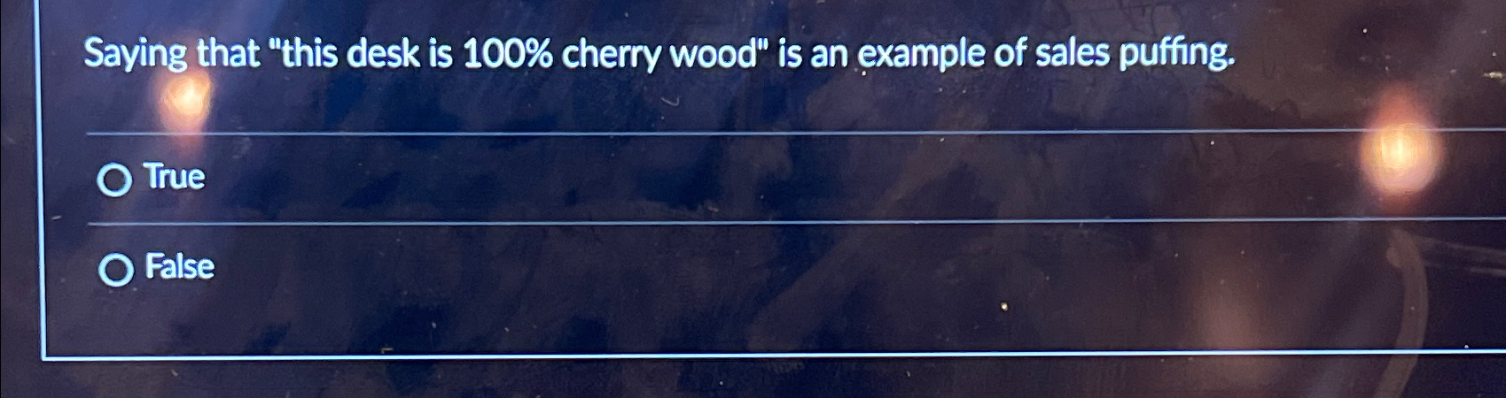 Solved Saying that "this desk is 100% ﻿cherry wood" is an | Chegg.com