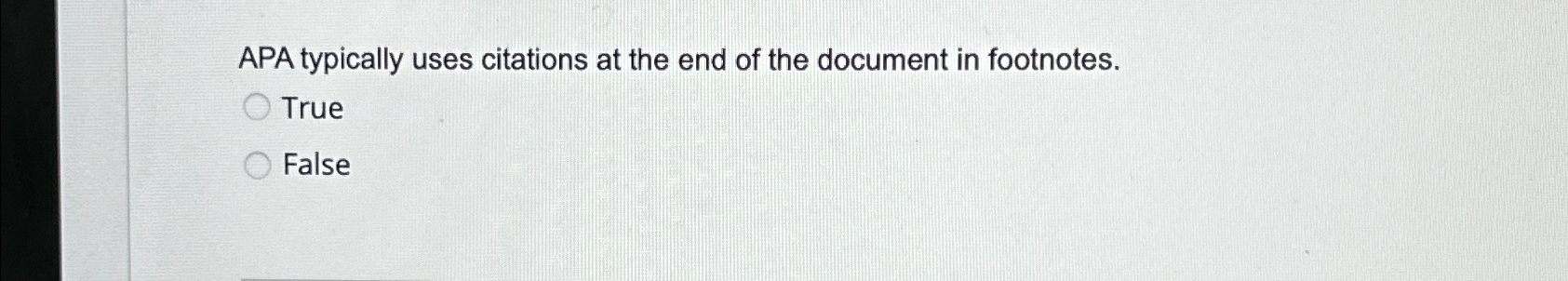 Solved APA typically uses citations at the end of the | Chegg.com