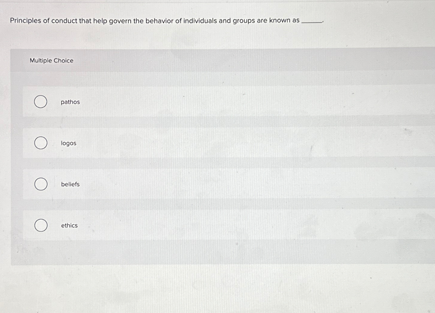 Solved Principles of conduct that help govern the behavior | Chegg.com