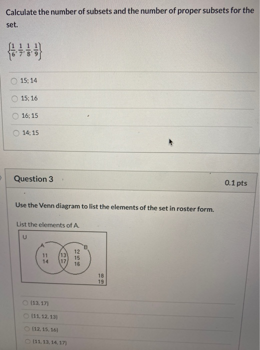 Solved Calculate the number of subsets and the number of | Chegg.com
