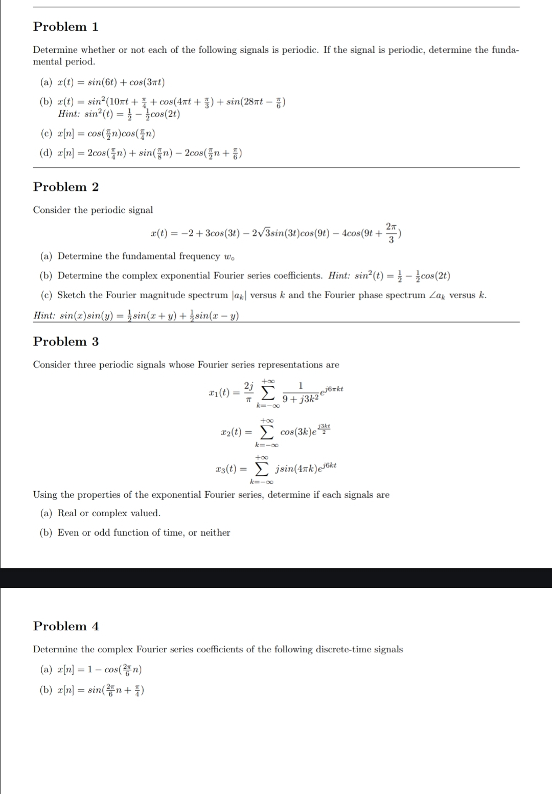Solved Problem 1Determine whether or not each of the | Chegg.com