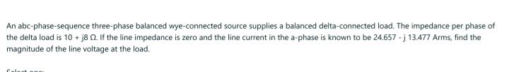 Solved An abc-phase-sequence three-phase balanced | Chegg.com