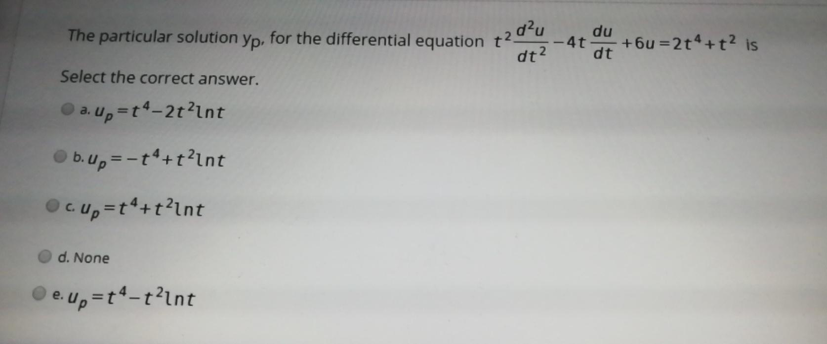 Solved The particular solution yp, for the differential | Chegg.com