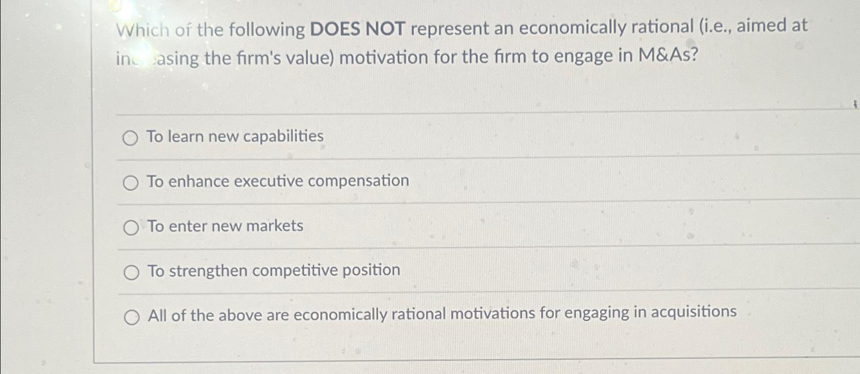Solved Which of the following DOES NOT represent an | Chegg.com