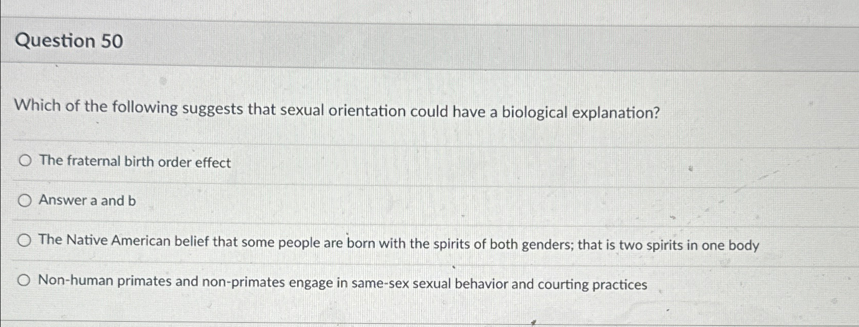 Solved Question 50Which of the following suggests that | Chegg.com