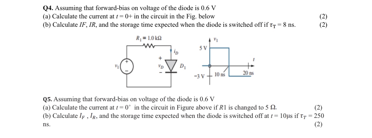 Solved Q4. ﻿Assuming that forward-bias on voltage of the | Chegg.com
