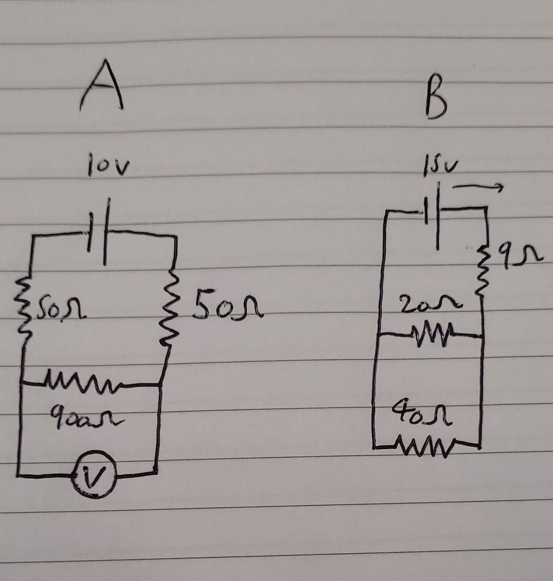 Solved What is the Voltmeter reading on diagram A? In | Chegg.com