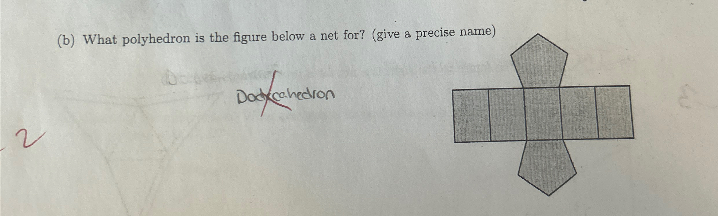 Solved (b) ﻿What polyhedron is the figure below a net for? | Chegg.com