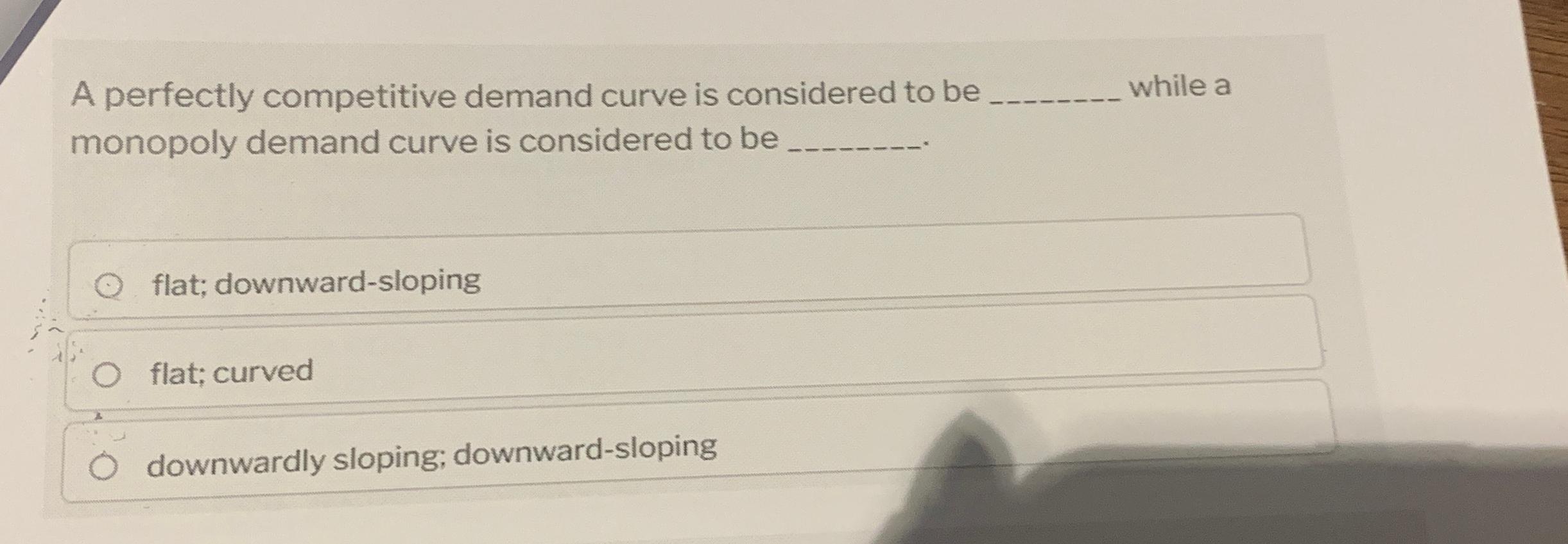 Solved A perfectly competitive demand curve is considered to | Chegg.com