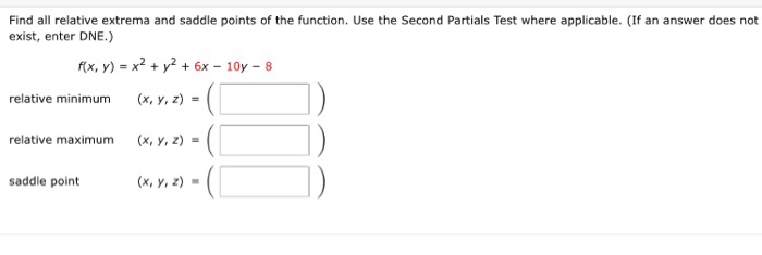 Solved Find all relative extrema and saddle points of the | Chegg.com