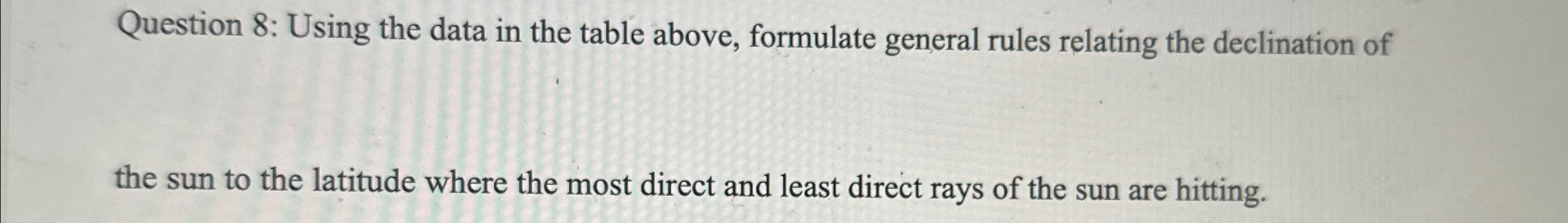 Solved Question 8: Using the data in the table above, | Chegg.com