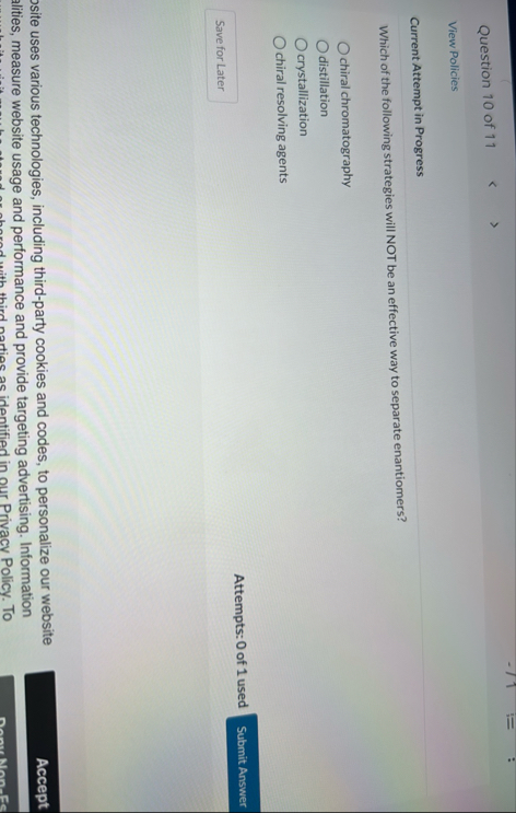 Solved Question 10 ﻿of 11View PoliciesCurrent Attempt in | Chegg.com