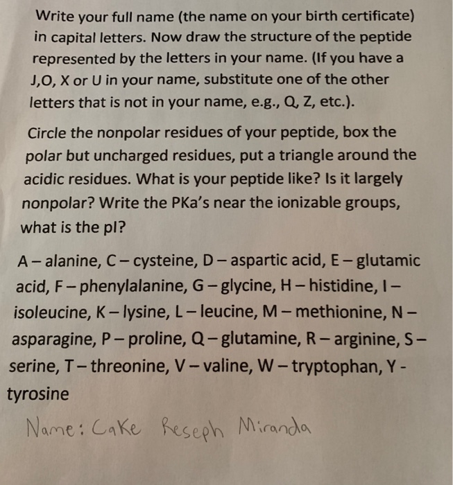 Solved Write your full name (the name on your birth | Chegg.com