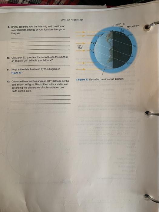 LAB REPORT Earth-Sun Relationships Name Date | Chegg.com