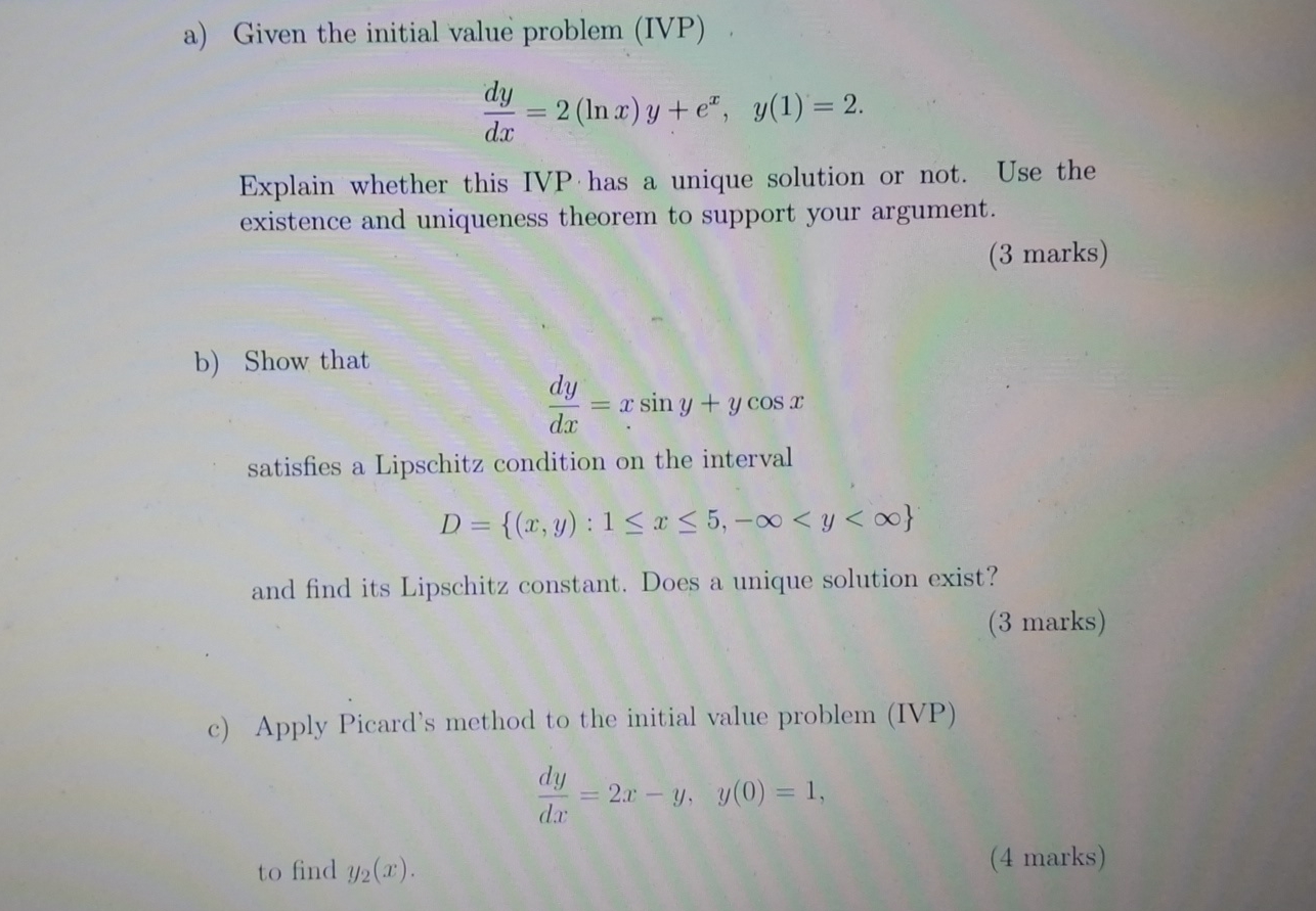 Solved a) ﻿Given the initial value problem | Chegg.com