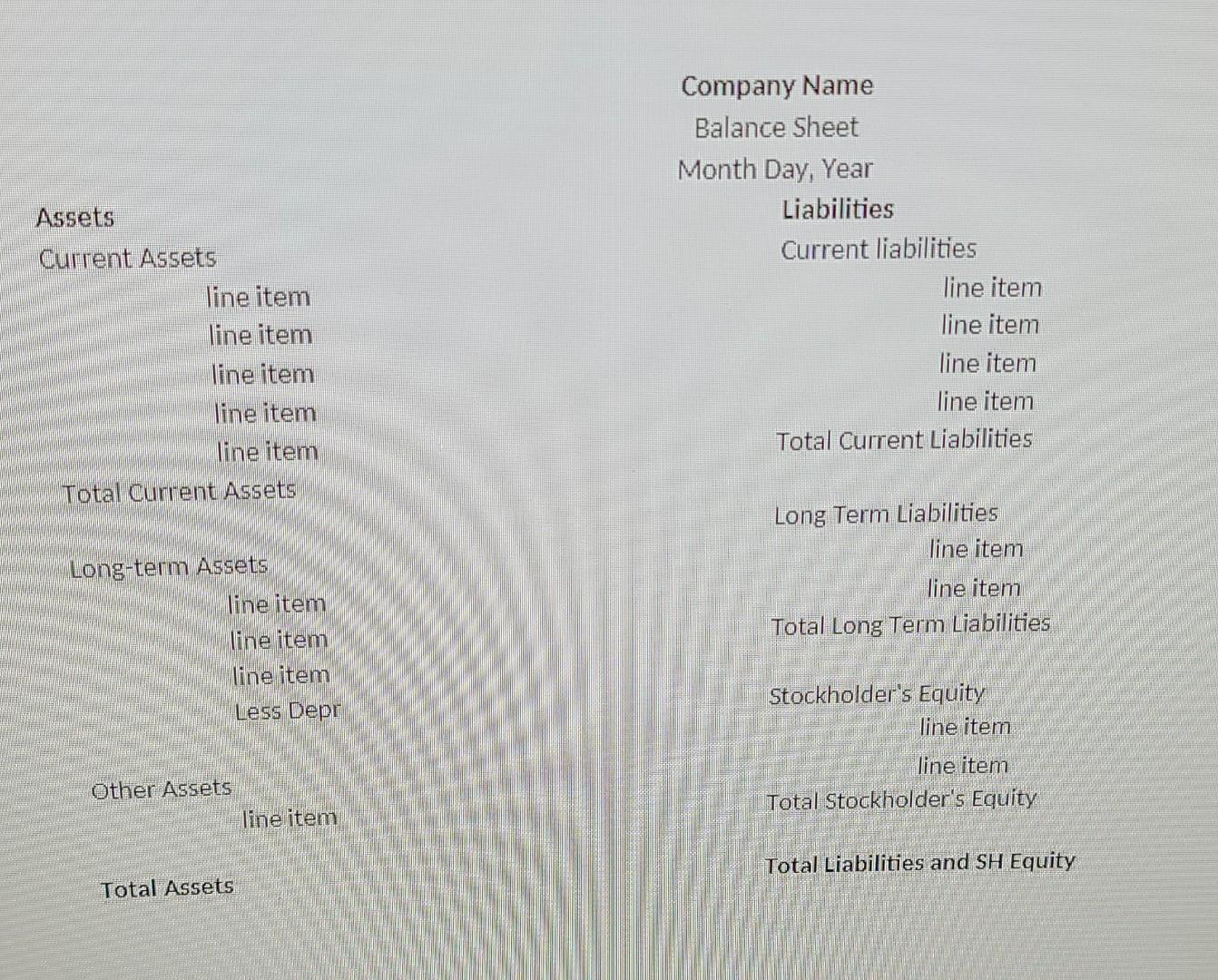 Solved Assets Current Assets line item line item line item | Chegg.com