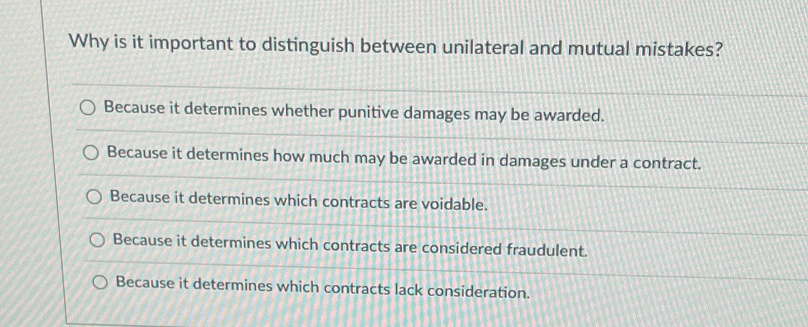 Solved Why is it important to distinguish between unilateral | Chegg.com