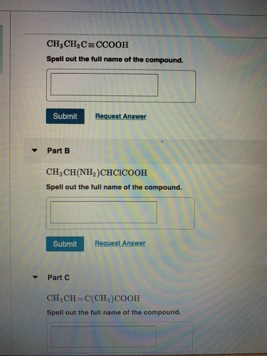 Solved CH, CH,C=CCOOH Spell out the full name of the | Chegg.com